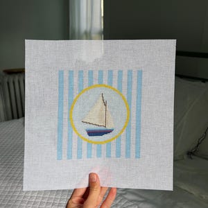 Sailboat Coastal Striped Needlepoint Canvas - Etsy