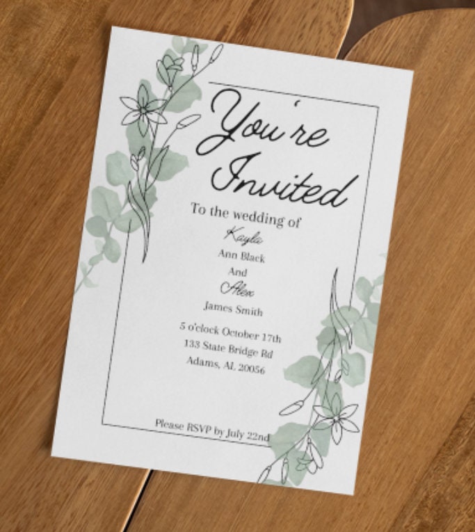 Wedding Invitation Script Font, Printable Wedding Invites Template ...