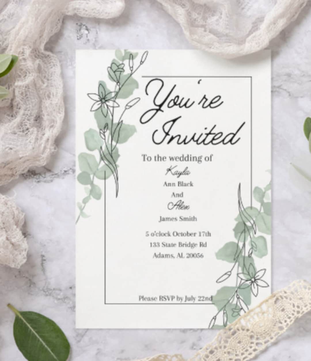 Wedding Invitation Script Font, Printable Wedding Invites Template ...