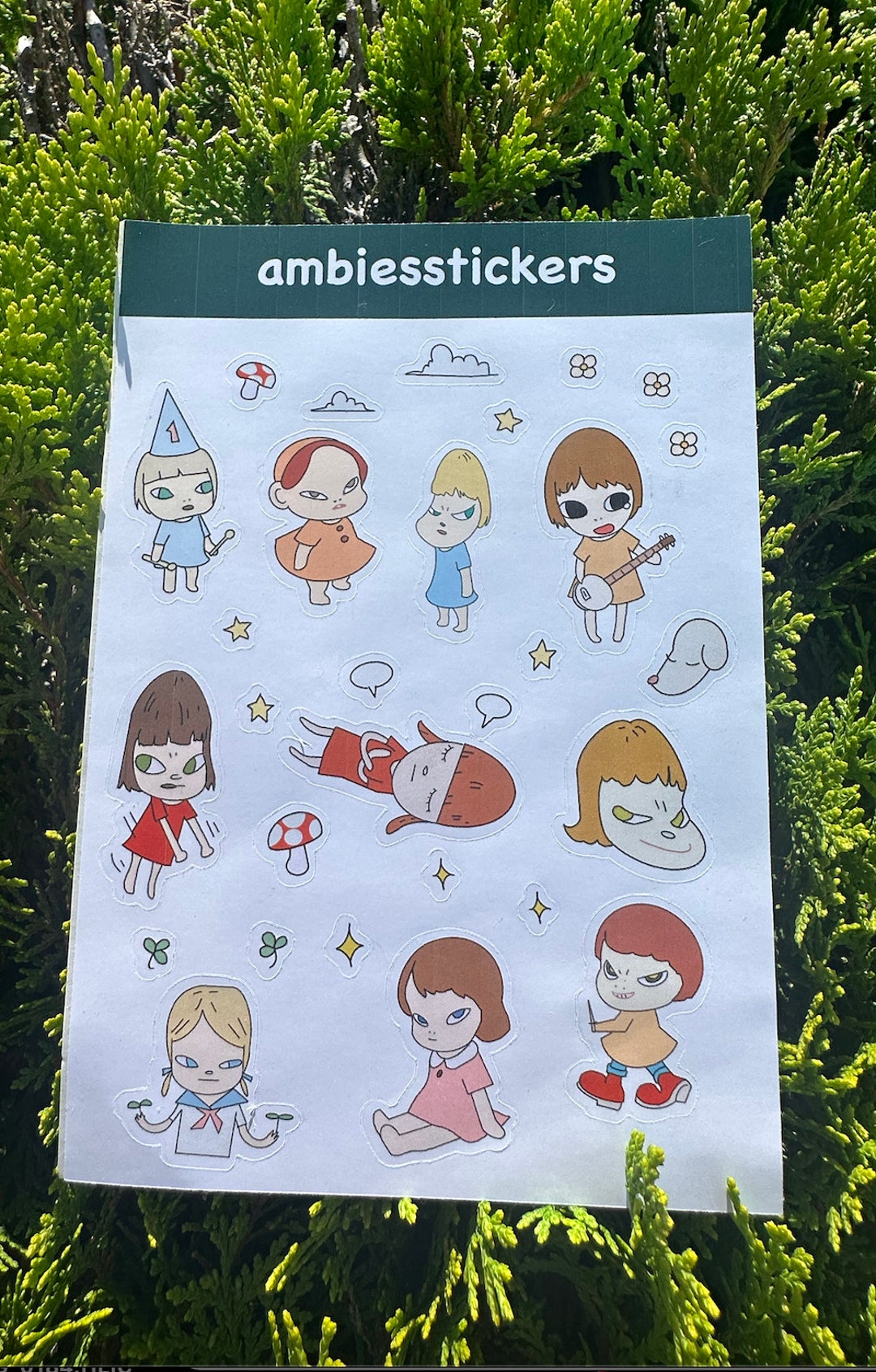 Yoshitomo Nara Girls Sticker Pack | Cute Notebook Stickers | Japanese ...