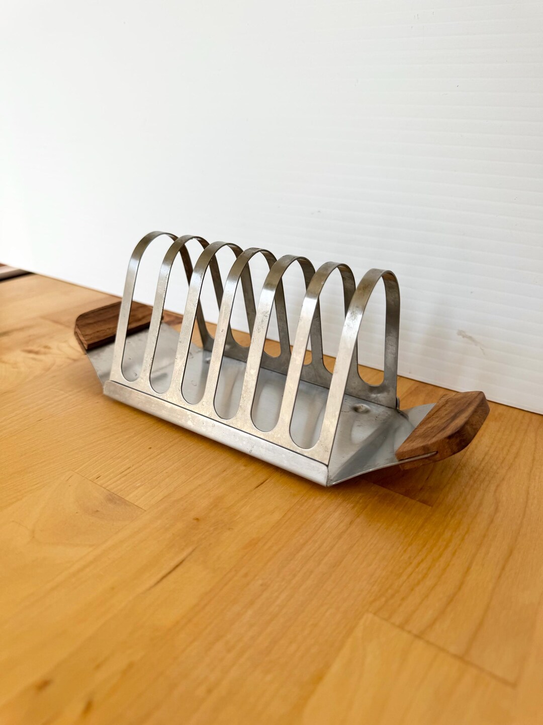 MCM Stainless Steel and Wood Toast Rack, Letter Organizer, Holder - Etsy