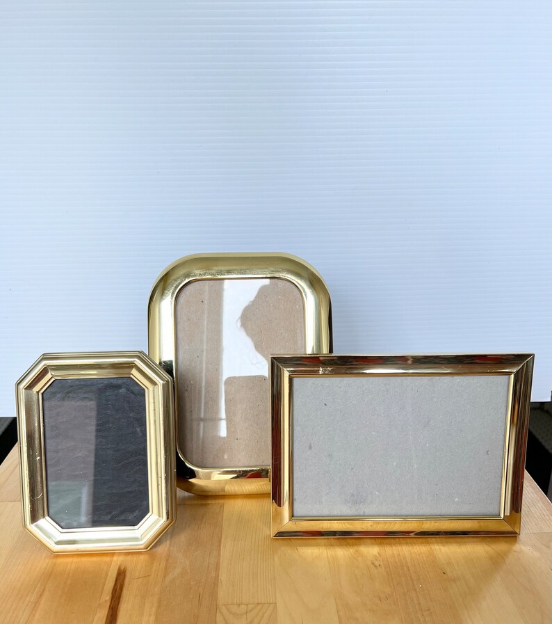 Set of 3 Mismatched Vintage Brass Picture Frames - Etsy