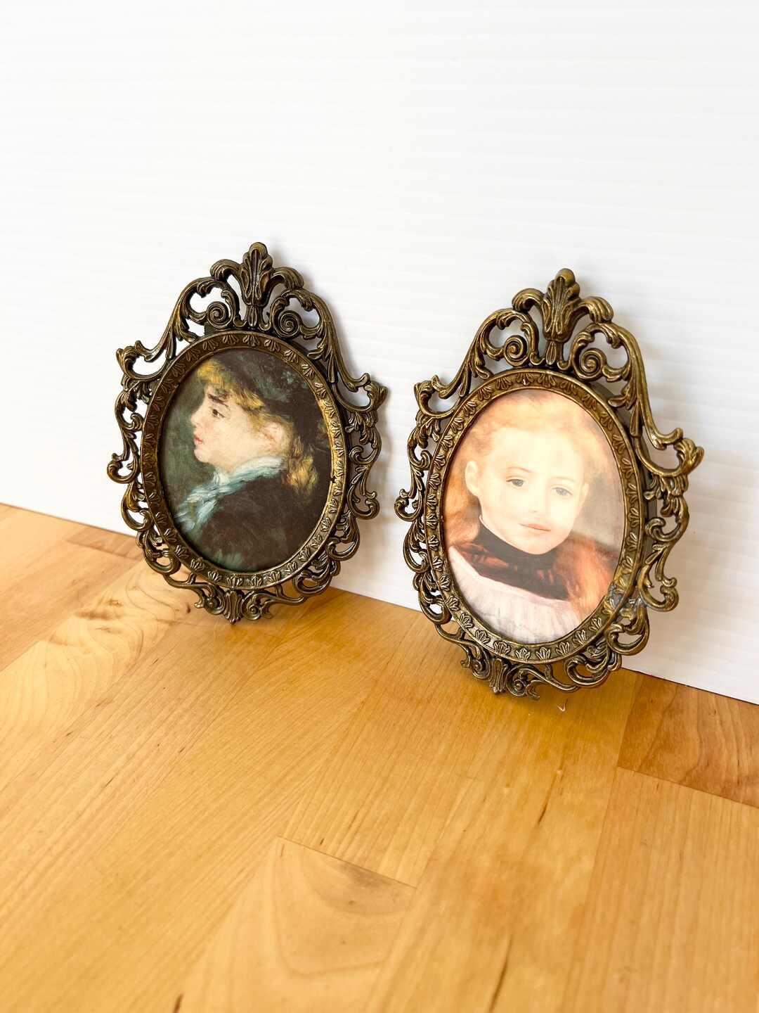 Set of Two Ornate Brass Framed Pictures - Etsy