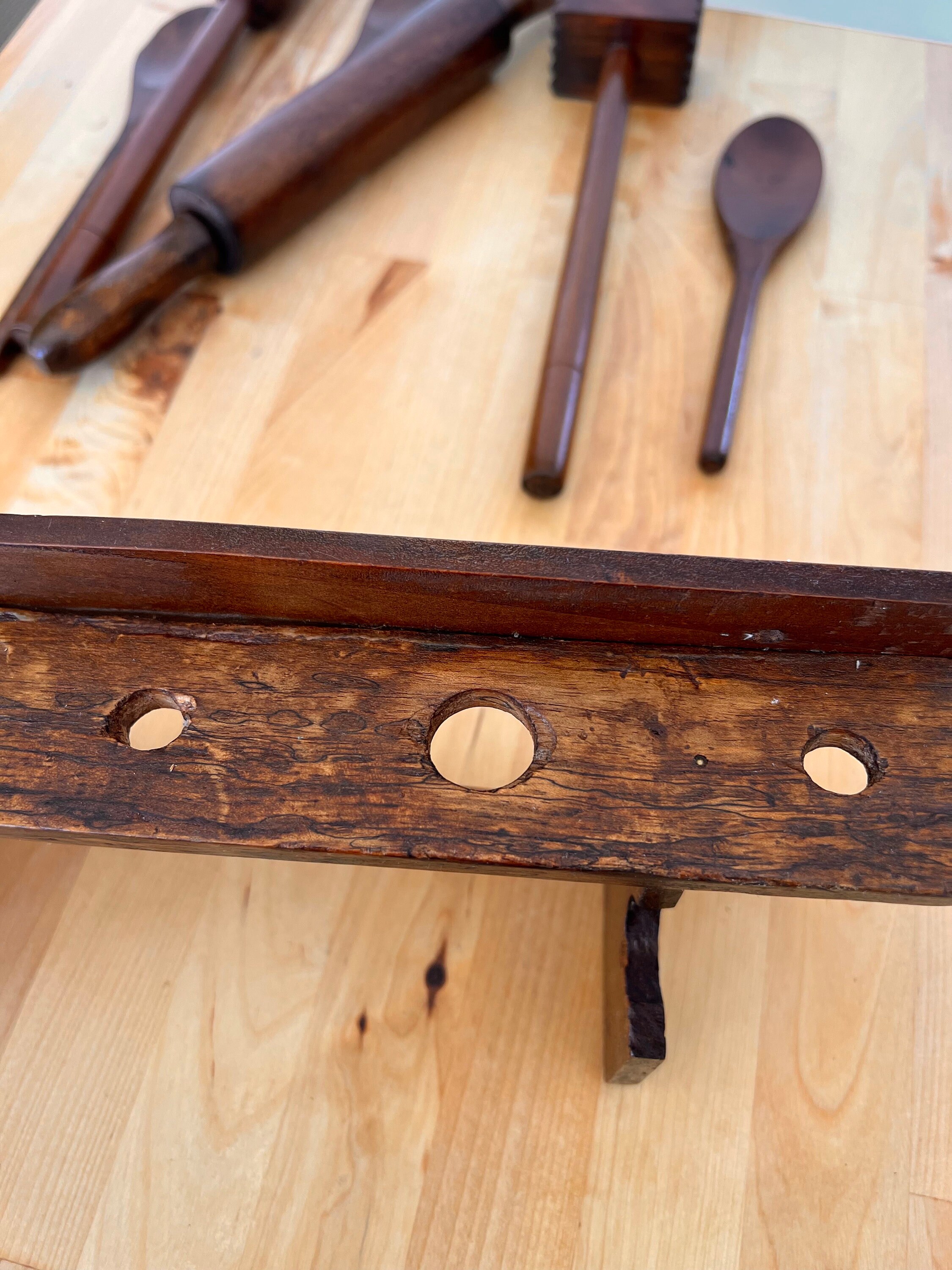 Vintage Wooden Utensils on Hanging Rack Rustic and Primitive - Etsy
