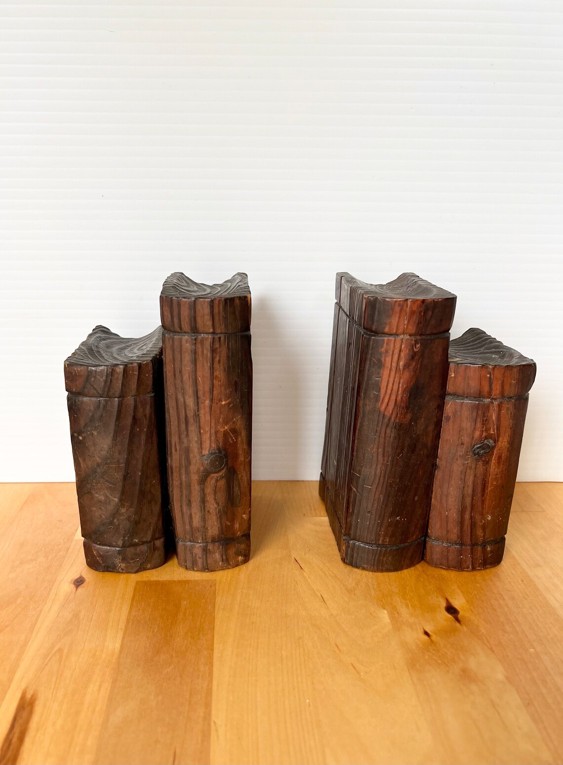 Vintage Book Carved Wood Bookends - Etsy