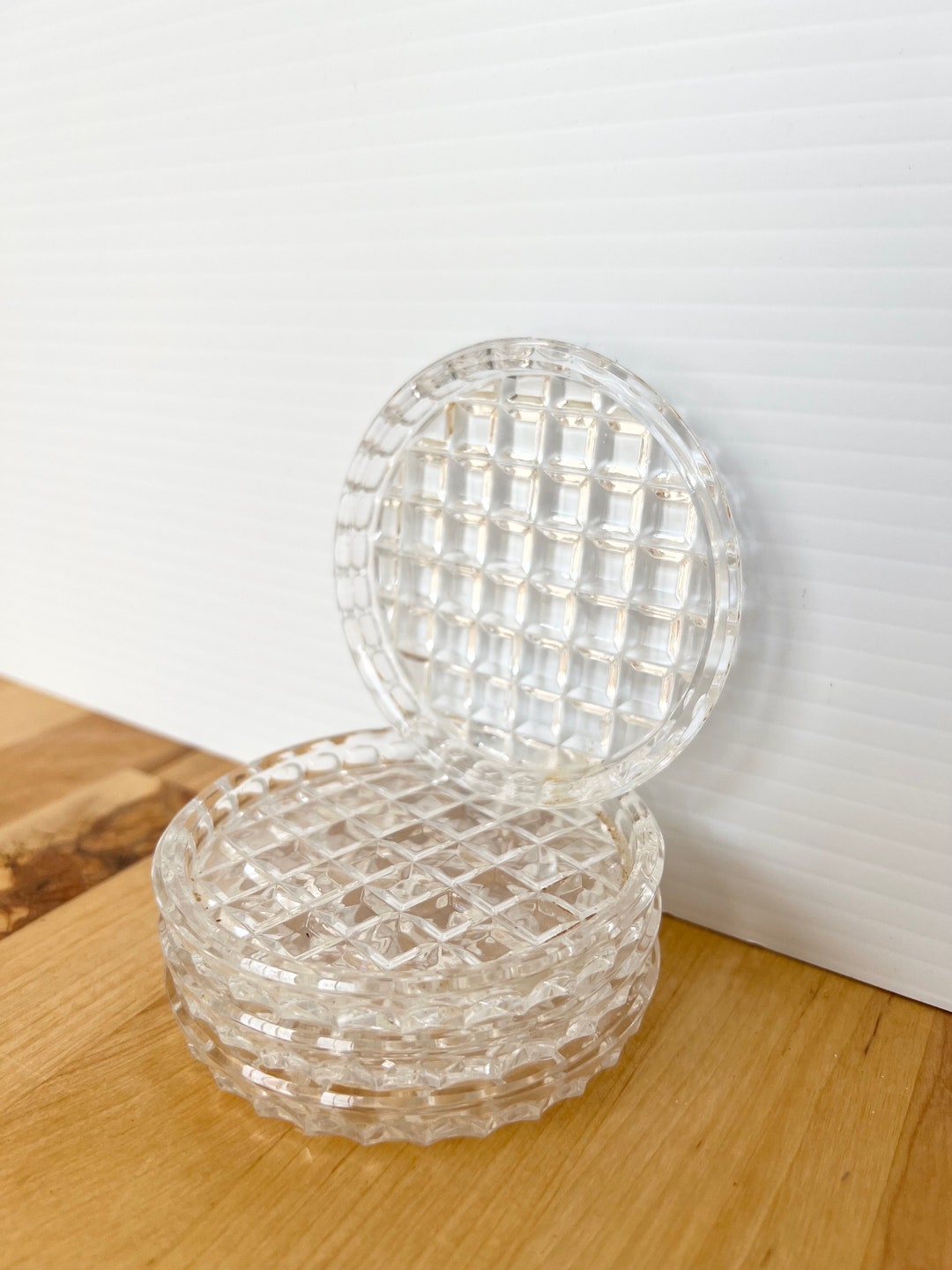 Vintage Glass Coaster Set of 4 - Etsy