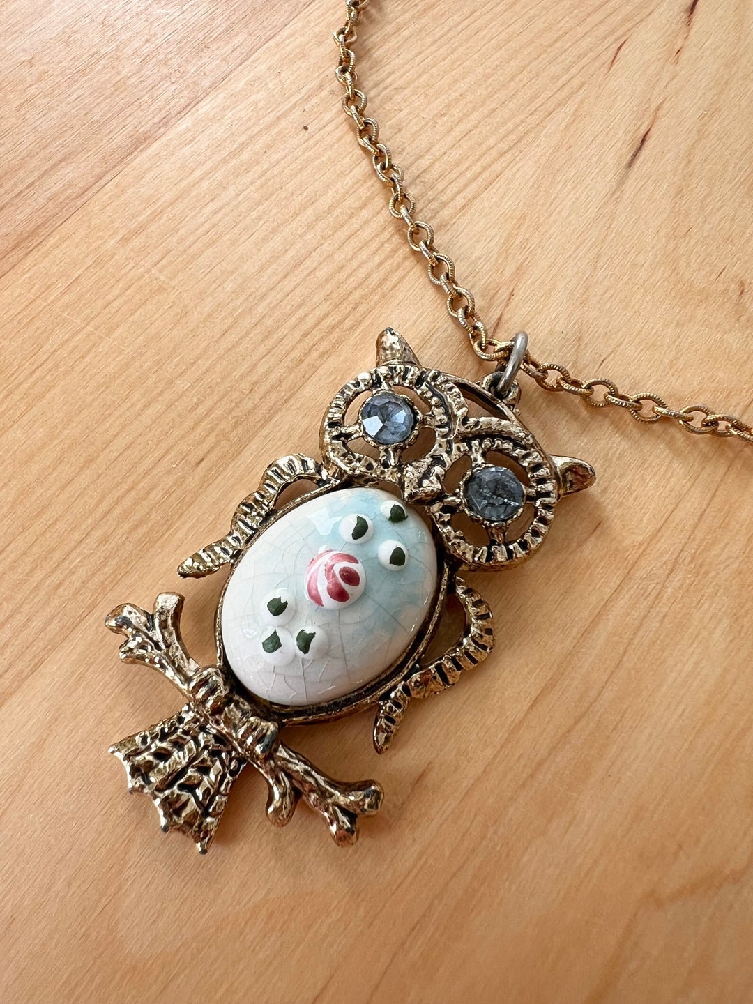 Vintage Owl Jelly Belly Ceramic Pendant Necklace - Etsy