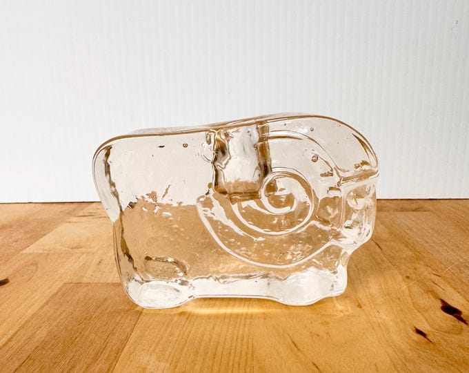 Mcm Block Glass Ram Taper Candle Holder - Etsy