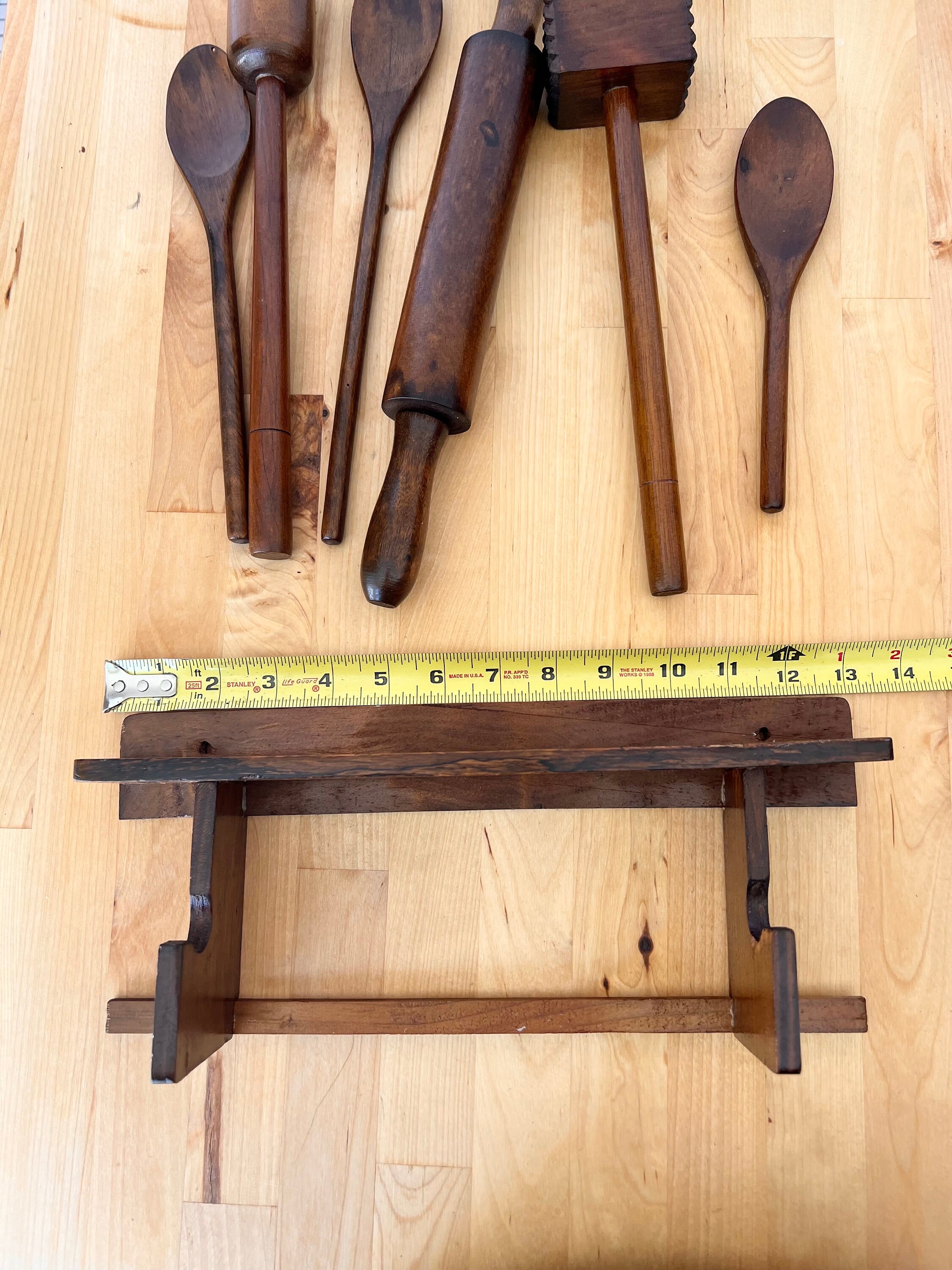 Vintage Wooden Utensils on Hanging Rack Rustic and Primitive - Etsy