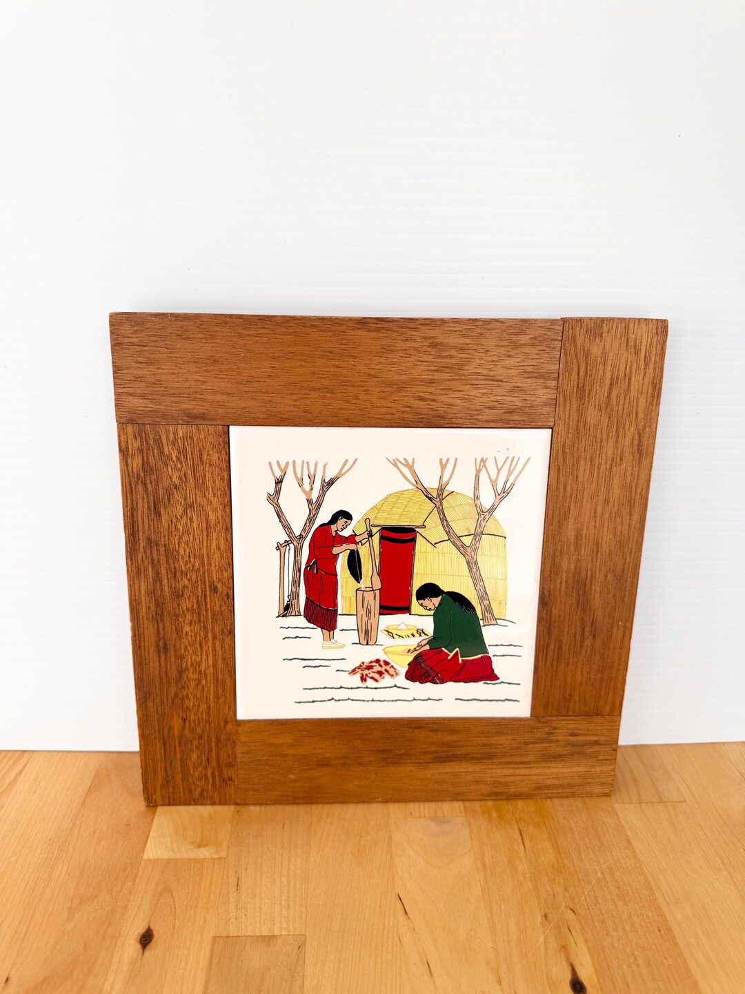 Vintage Framed Native American Ceramic Tile - Etsy