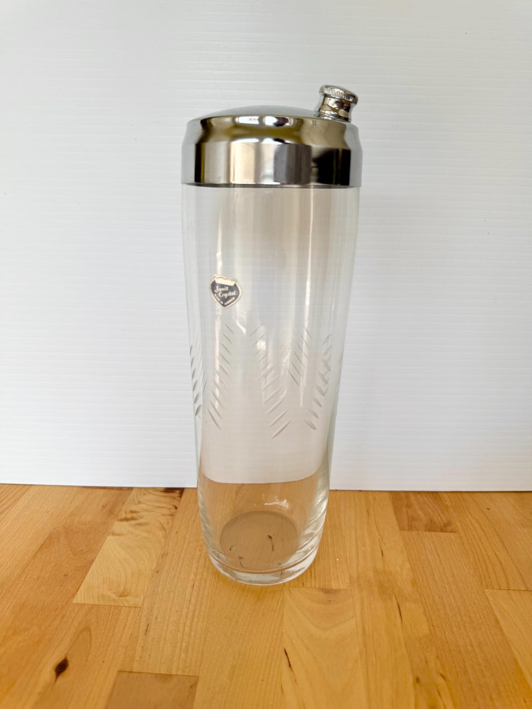 Vintage Javit Crystal Etched Glass and Chrome Cocktail Mixer/ Shaker - Etsy