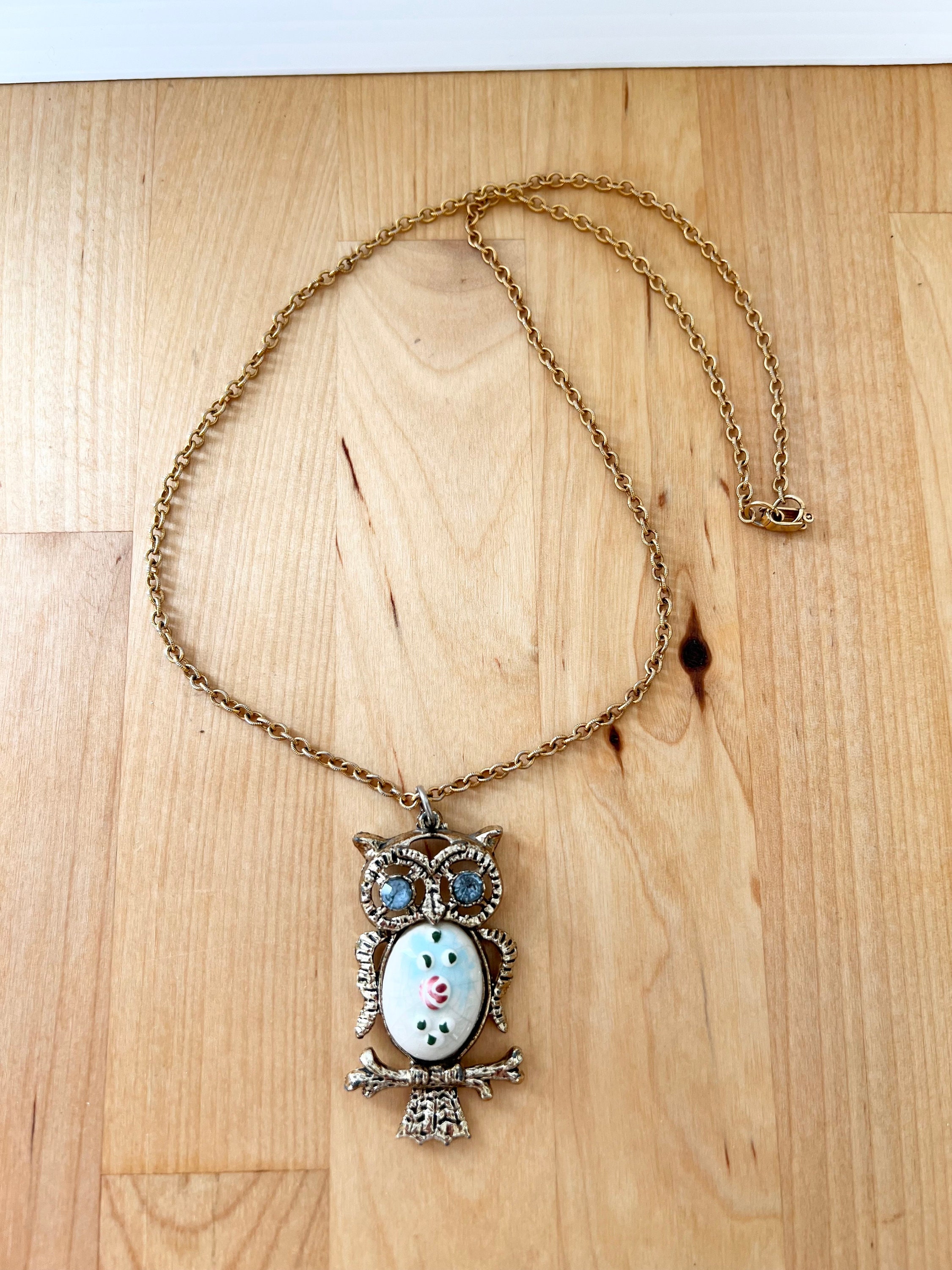 Vintage Owl Jelly Belly Ceramic Pendant Necklace - Etsy