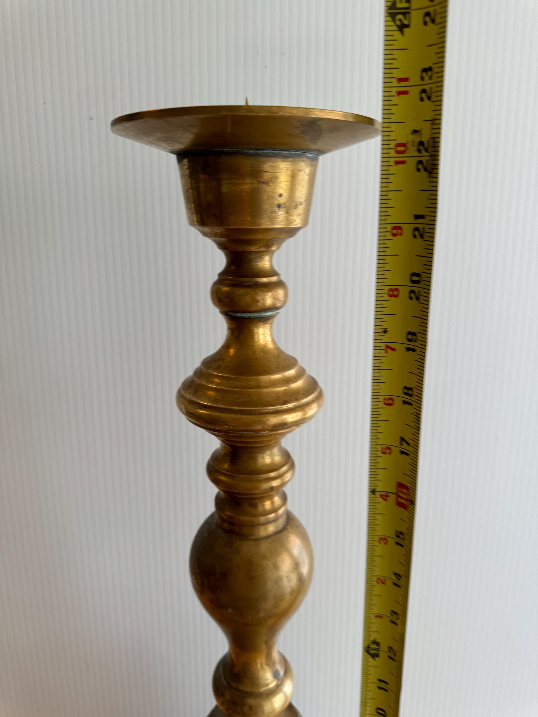 Large Vintage Brass Candle Holder for Pillar Candle - Etsy