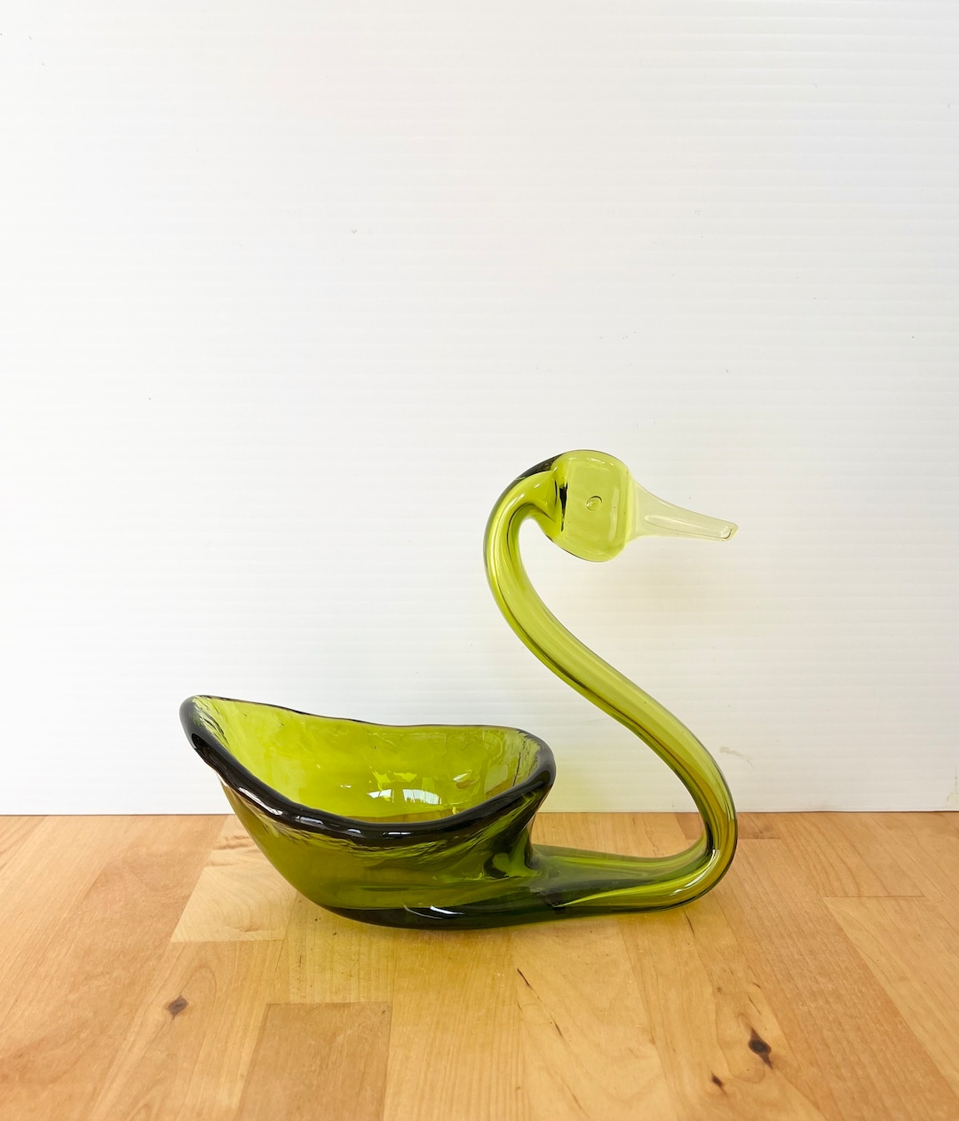 Green Glass Swan Dish - Etsy