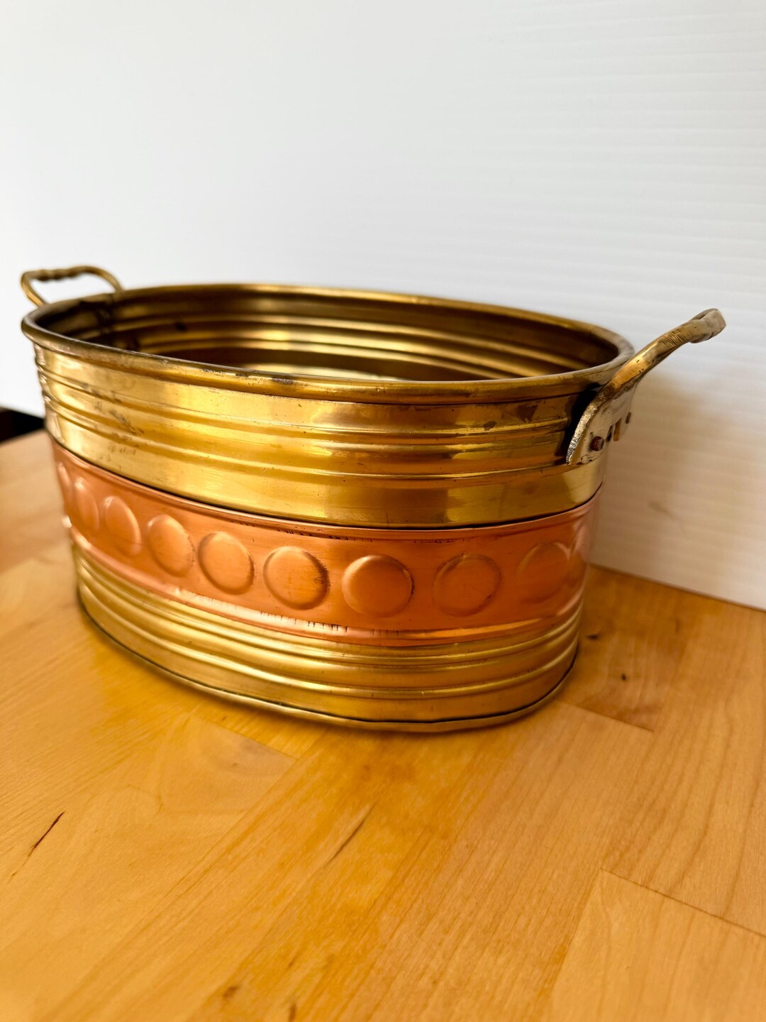 Vintage Copper and Brass Planter, Bowl - Etsy
