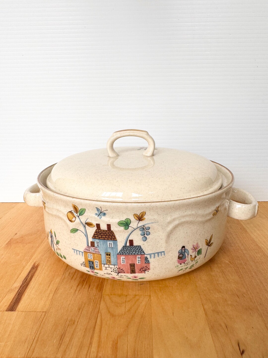 Heartland by International Covered Casserole, Farm Scene, Brown Trim - Etsy