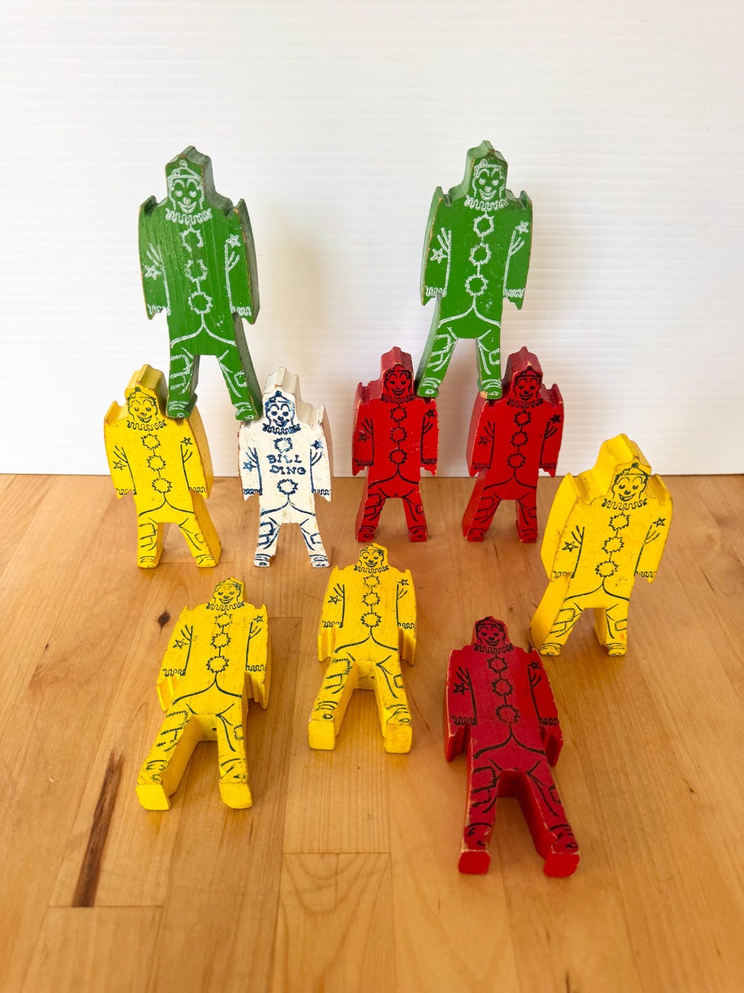 Vintage “bill Ding” Wooden Clown Stackable Blocks Toy Lot of 10 - Etsy