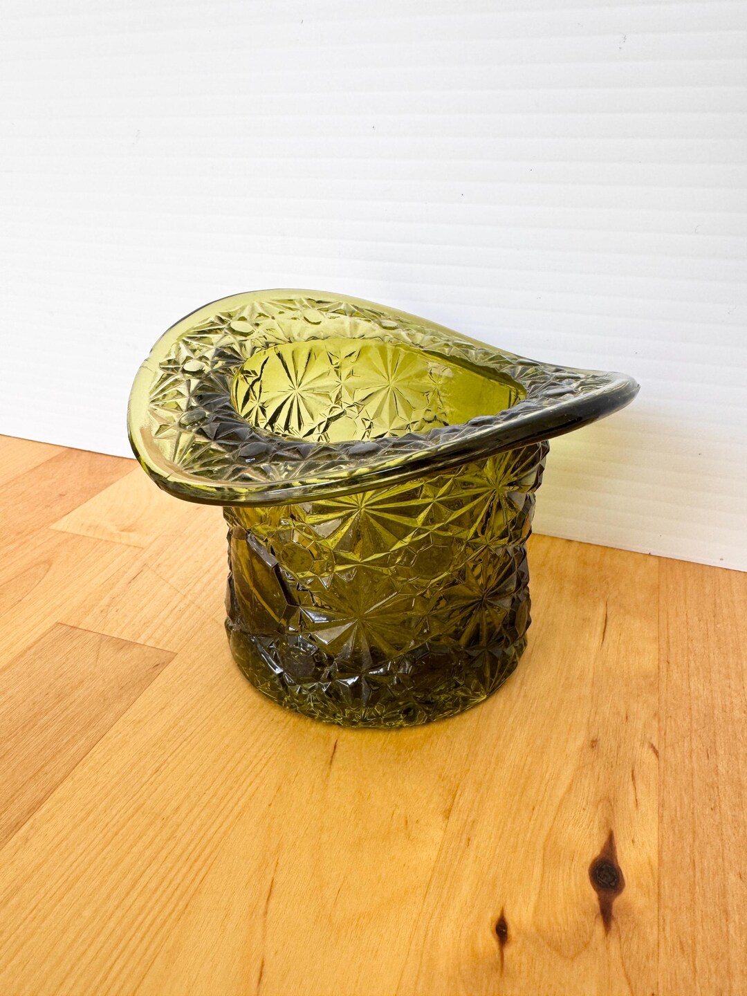 Vintage Large Fenton Daisy & Button Pattern Green Top Hat Planter - Etsy