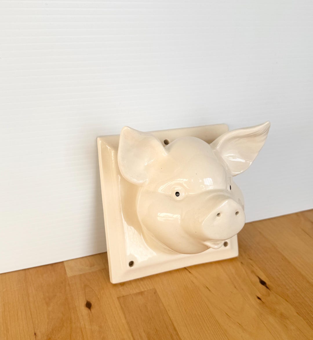 White Ceramic Pig Head Apron/ Towel Holder, Wall Decor - Etsy