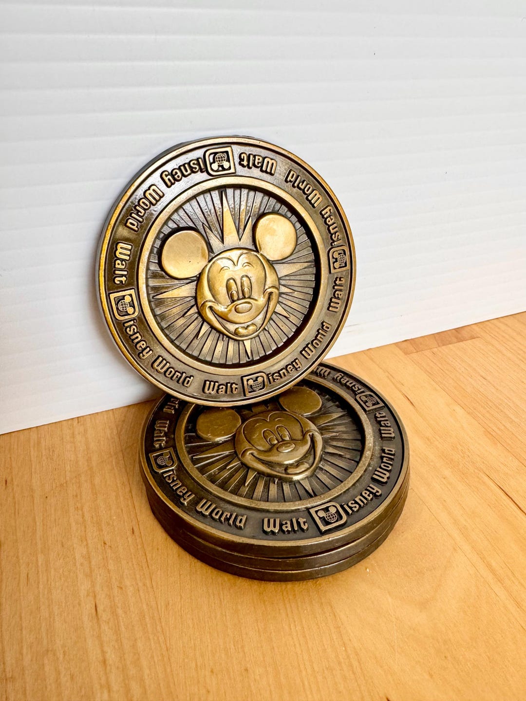 Mickey Mouse Vintage Brass/bronze Metal Coasters Set of 4 Walt Disney ...
