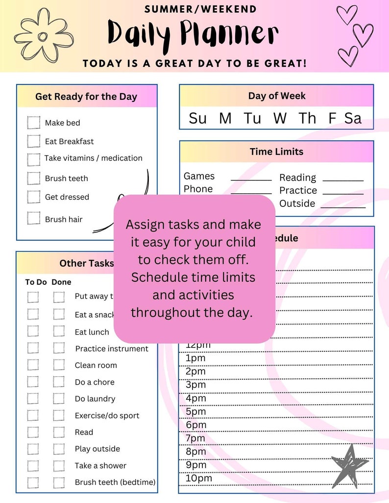 Kids Daily Planner to Help With ADHD and Completing Tasks - Etsy