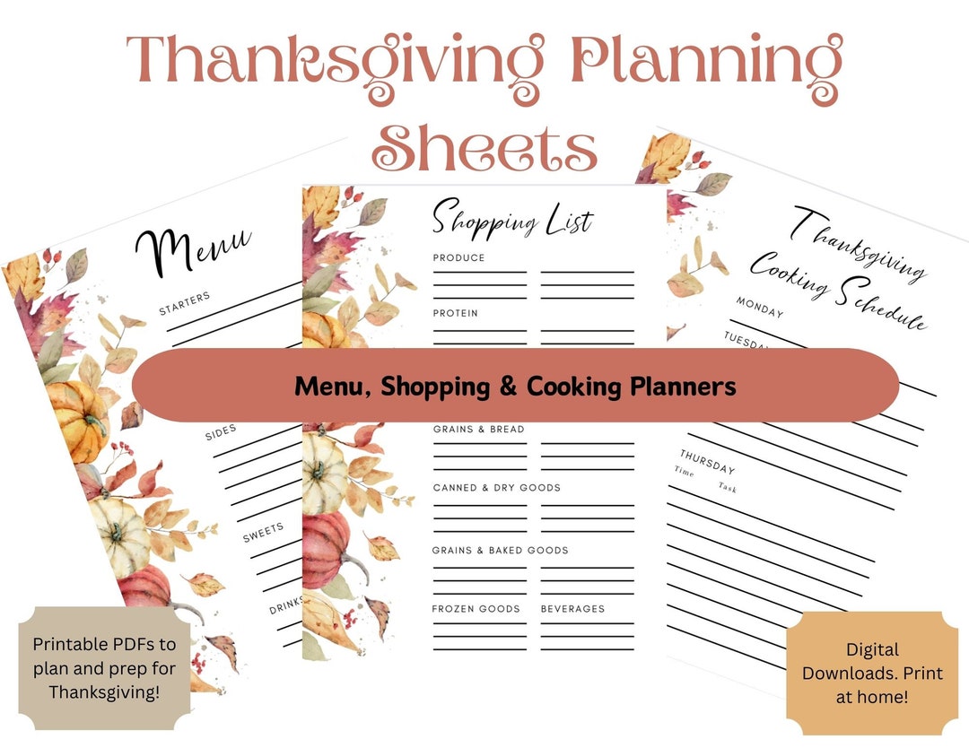 Thanksgiving Planning Sheets for Thanksgiving Party Prep - Etsy