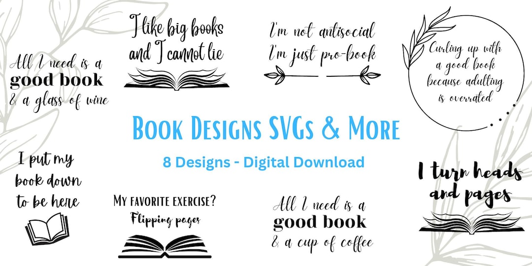 Book / Reading Design Bundle Svgs and More - Etsy