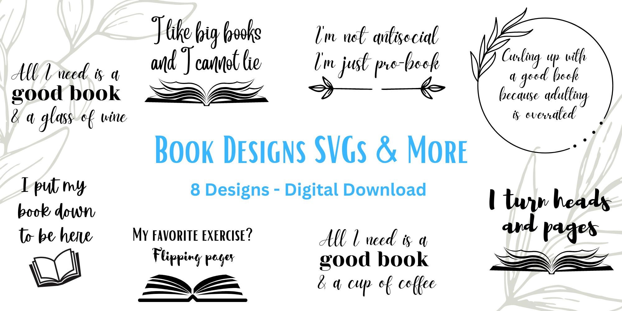 Book / Reading Design Bundle Svgs and More - Etsy