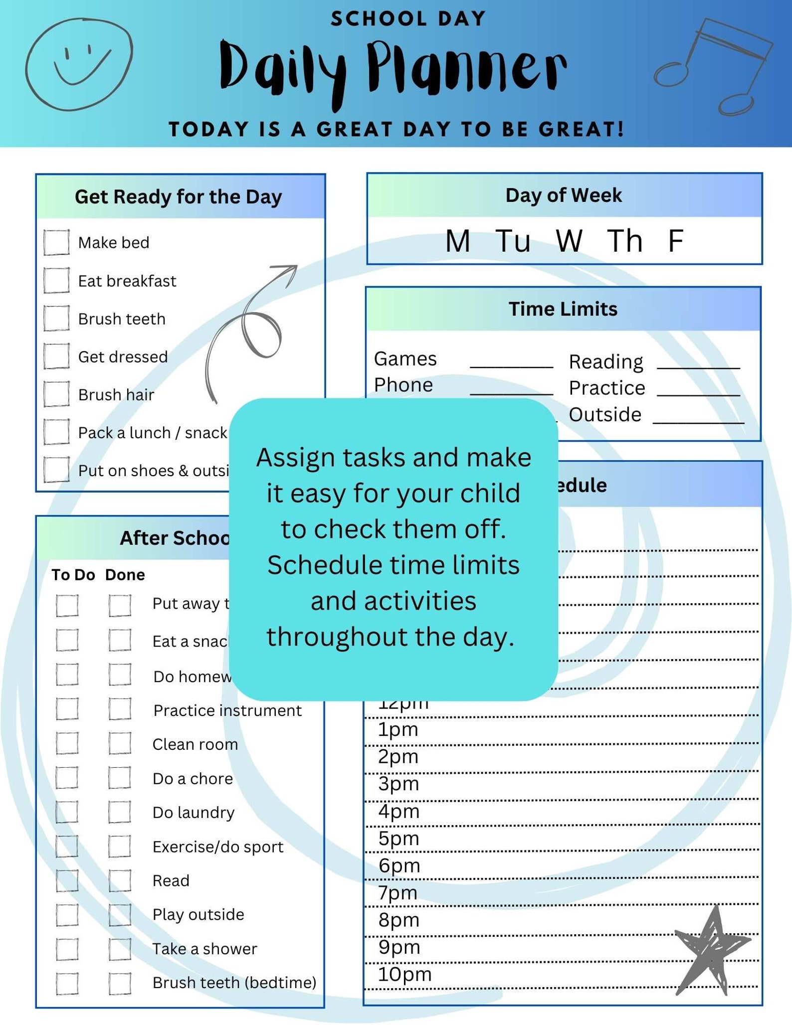 Kids Daily Planner to Help With ADHD and Completing Tasks - Etsy