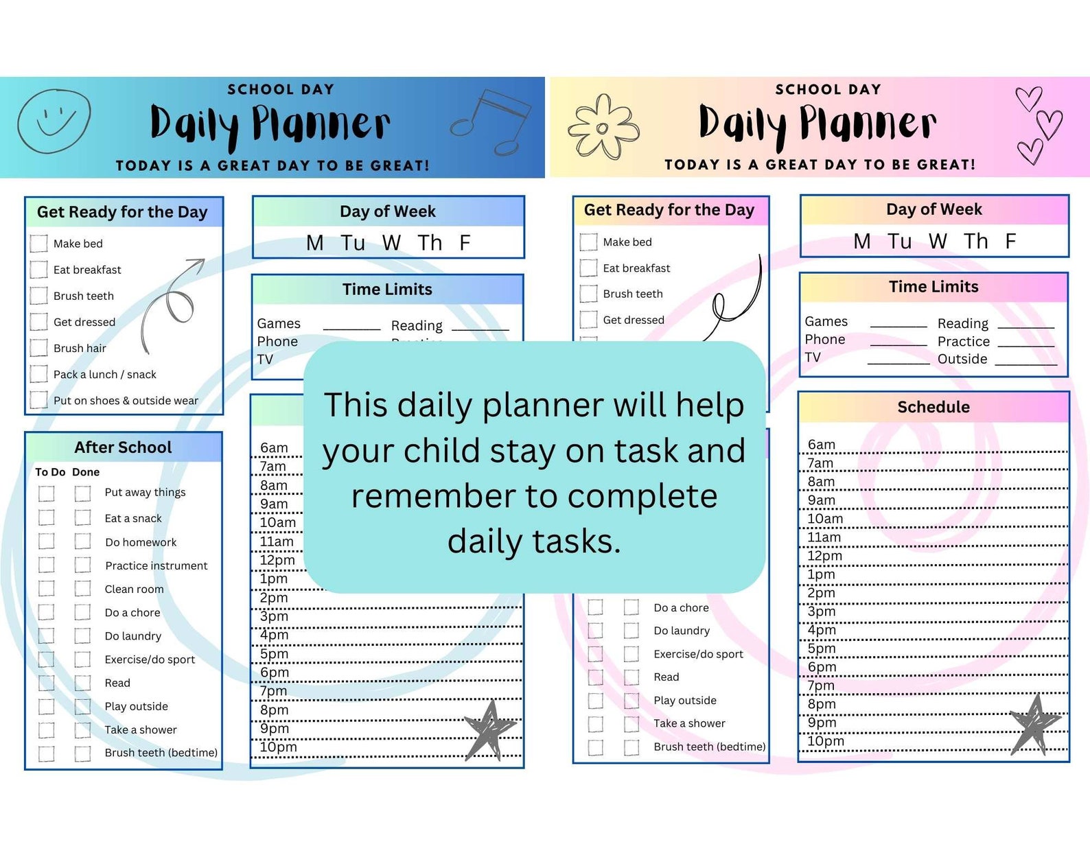 Kids Daily Planner to Help With ADHD and Completing Tasks - Etsy