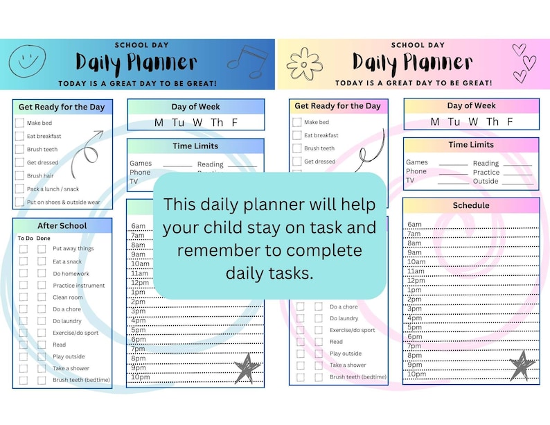 Kids Daily Planner to Help With ADHD and Completing Tasks - Etsy