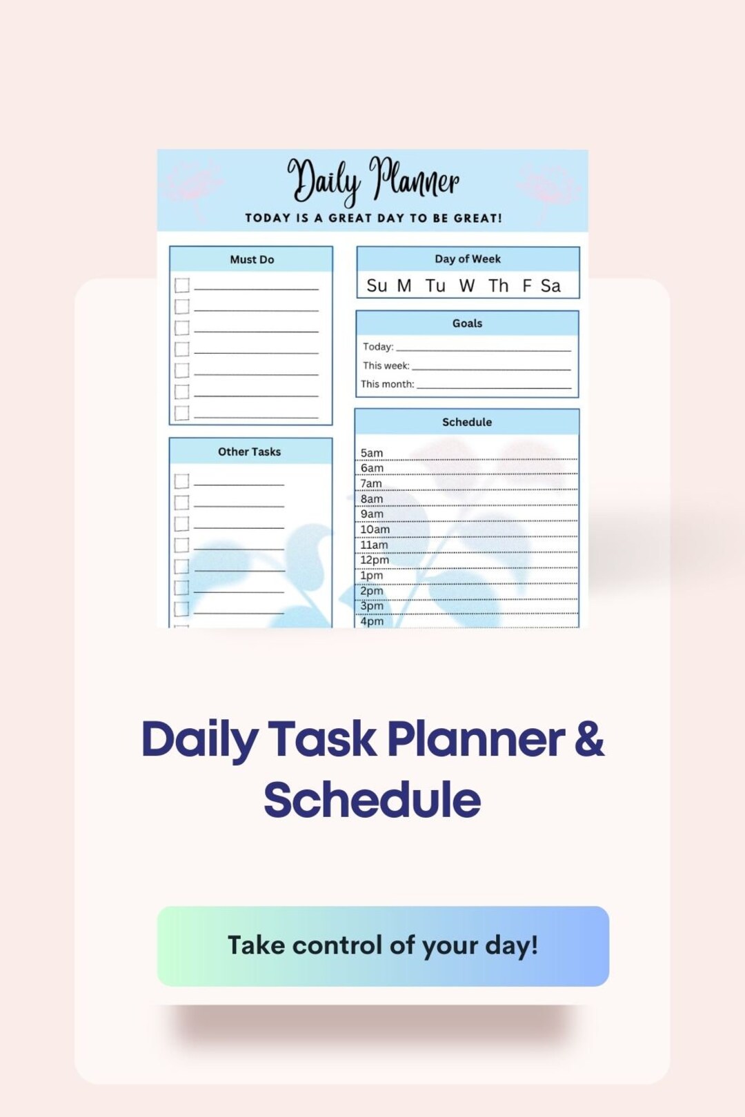 Daily Planner to Manage Your Goals, Tasks and Schedule - Etsy