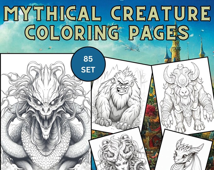 120 Fantasy Creatures Coloring Pages Printable Coloring Book Coloring ...