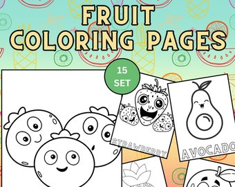 15 Pages Fun Fruit Coloring Book (Instant Download) - Etsy
