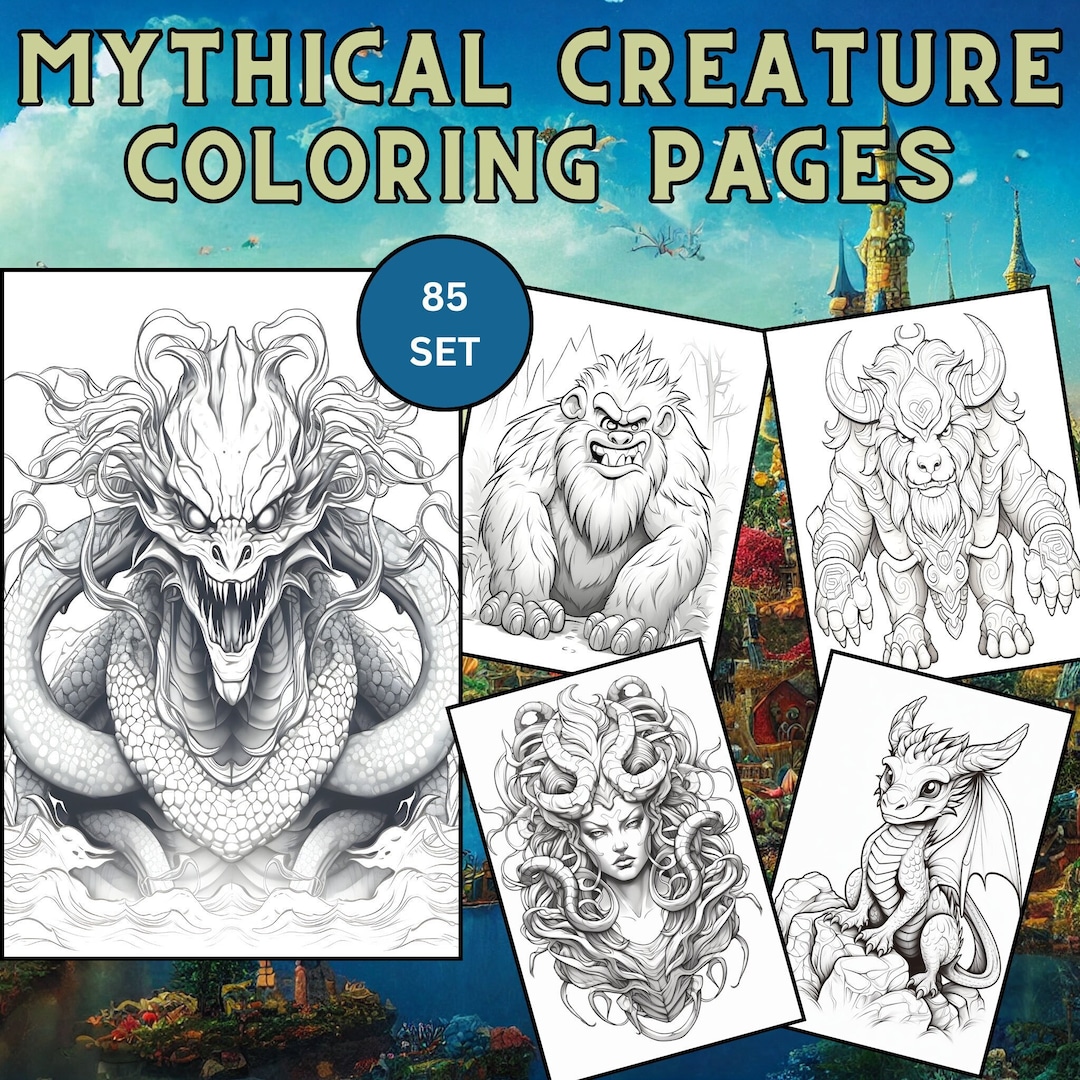 Mythical Creature Coloring Pages, Grayscale Coloring Pages, Printables ...