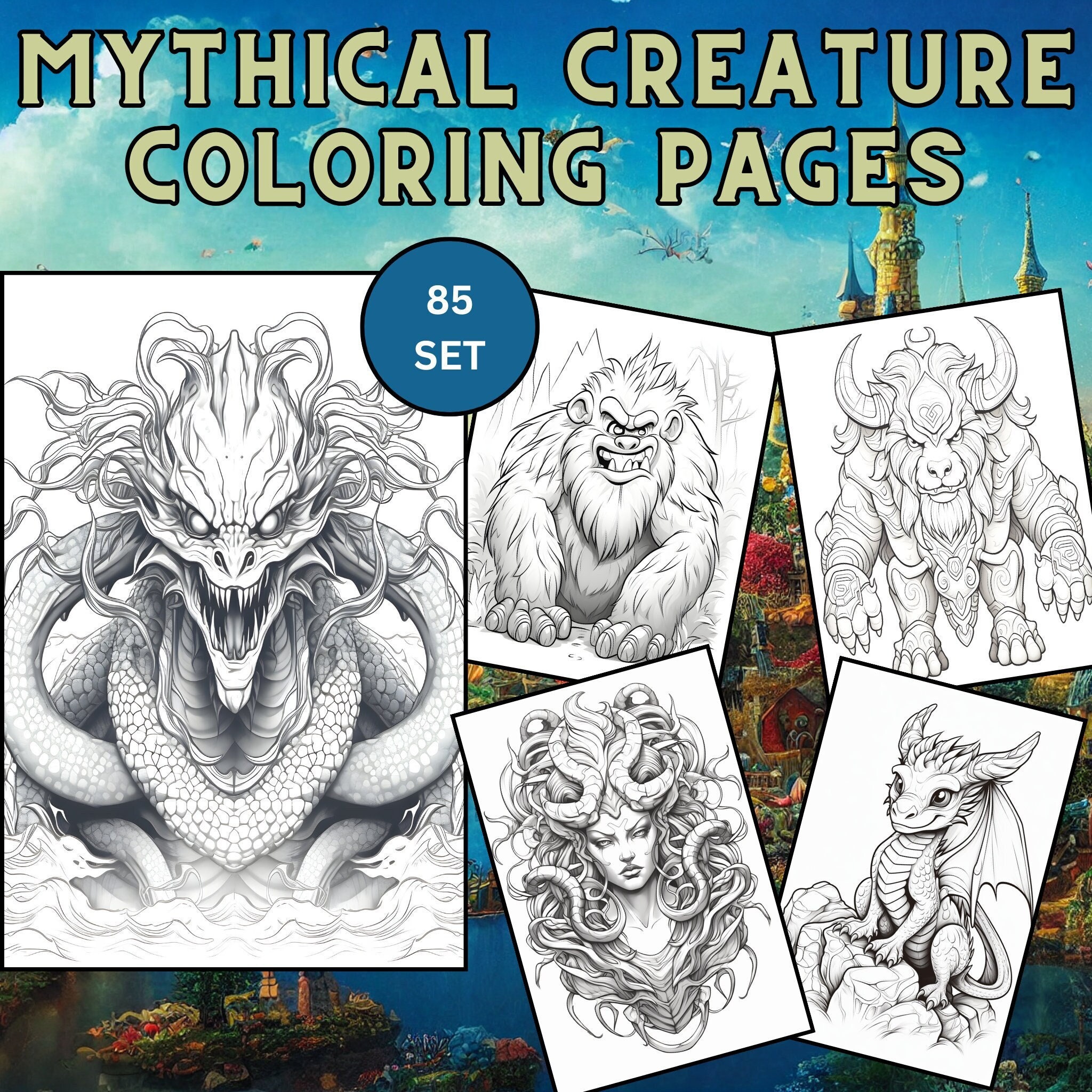 Mythical Creature Coloring Pages, Grayscale Coloring Pages, Printables ...