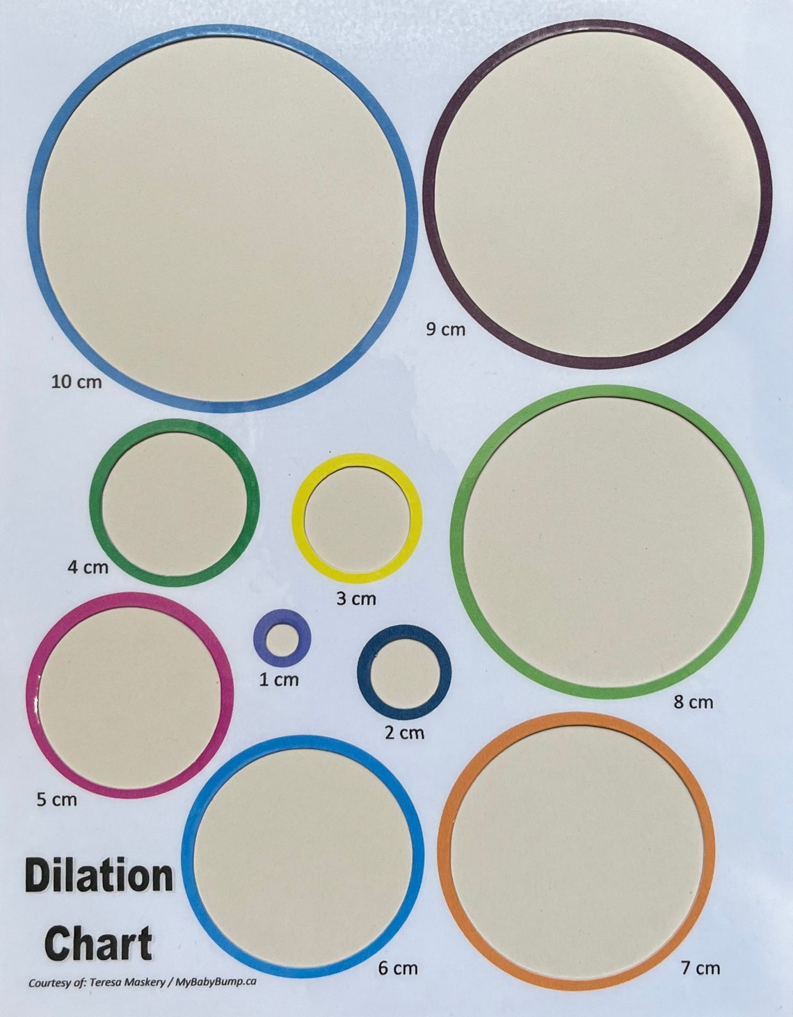 DILATION CHART 1-10cm Laminated With Cutouts (childbirth Educator Tools ...