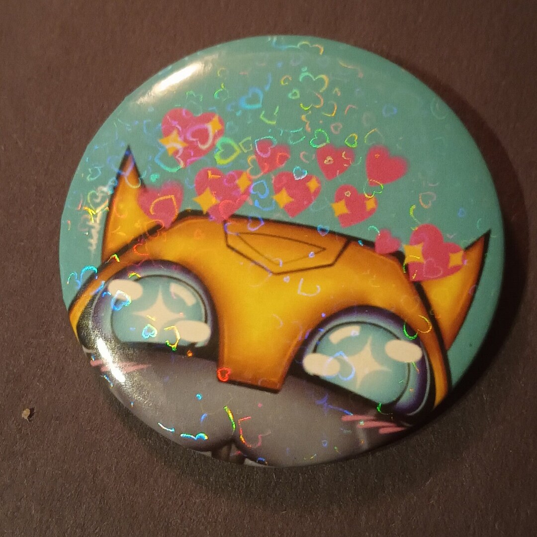 Holographic Heart Animated Bumblebee Button Pin - Etsy
