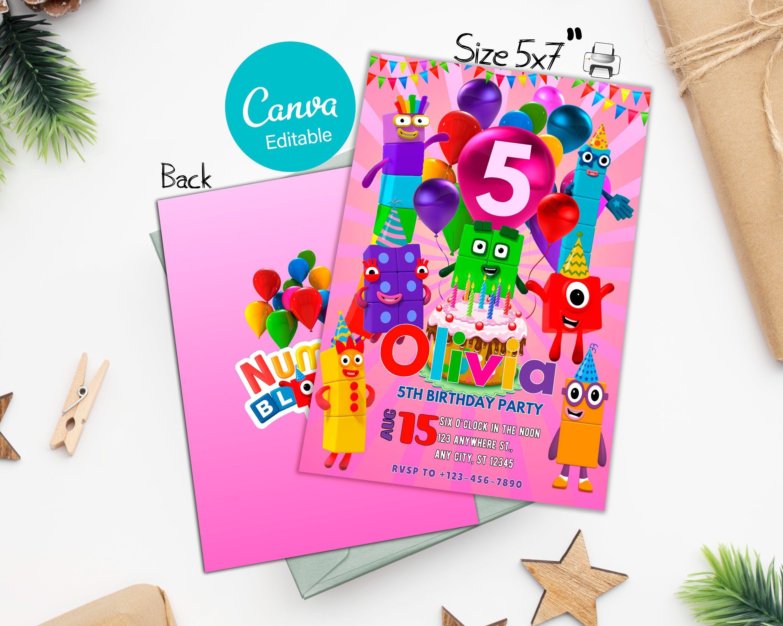 Numberblocks Birthday Invitation Numberblocks Birthday Party Invite ...