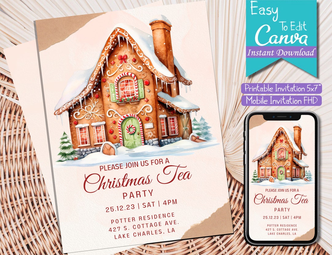 Gingerbread House Party Invitation Party Celebration Party - Etsy UK