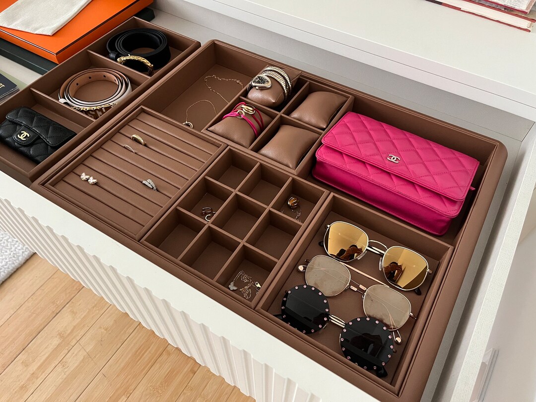 Fancy Butler Leather Tray With Dividers - Etsy