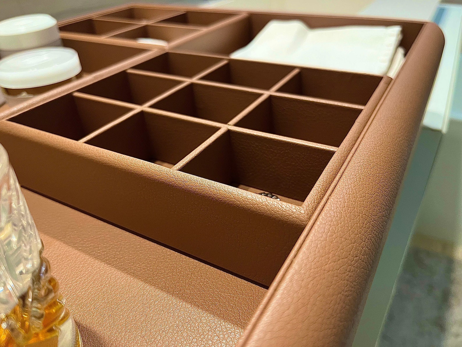 Fancy Butler Leather Tray With Dividers - Etsy