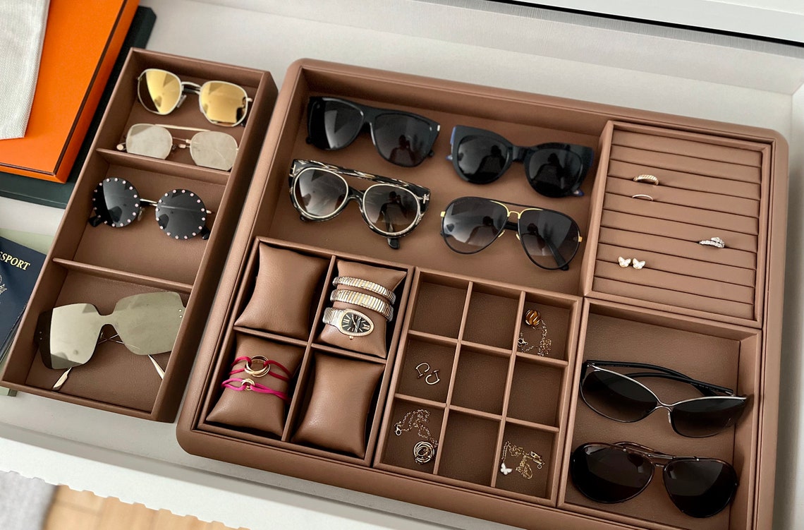 Fancy Butler Leather Tray With Dividers - Etsy