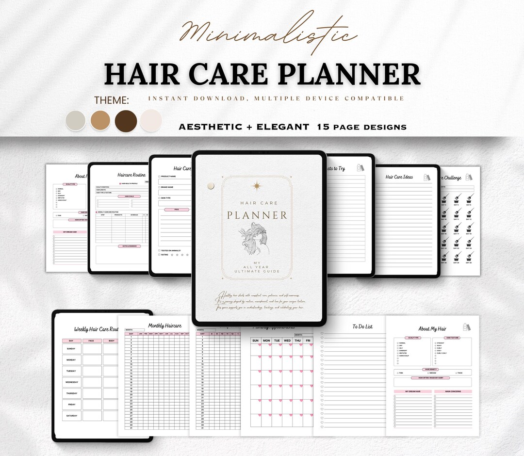 Hair Care Planner | Digital Hair Journal | Printable Hair Routine ...