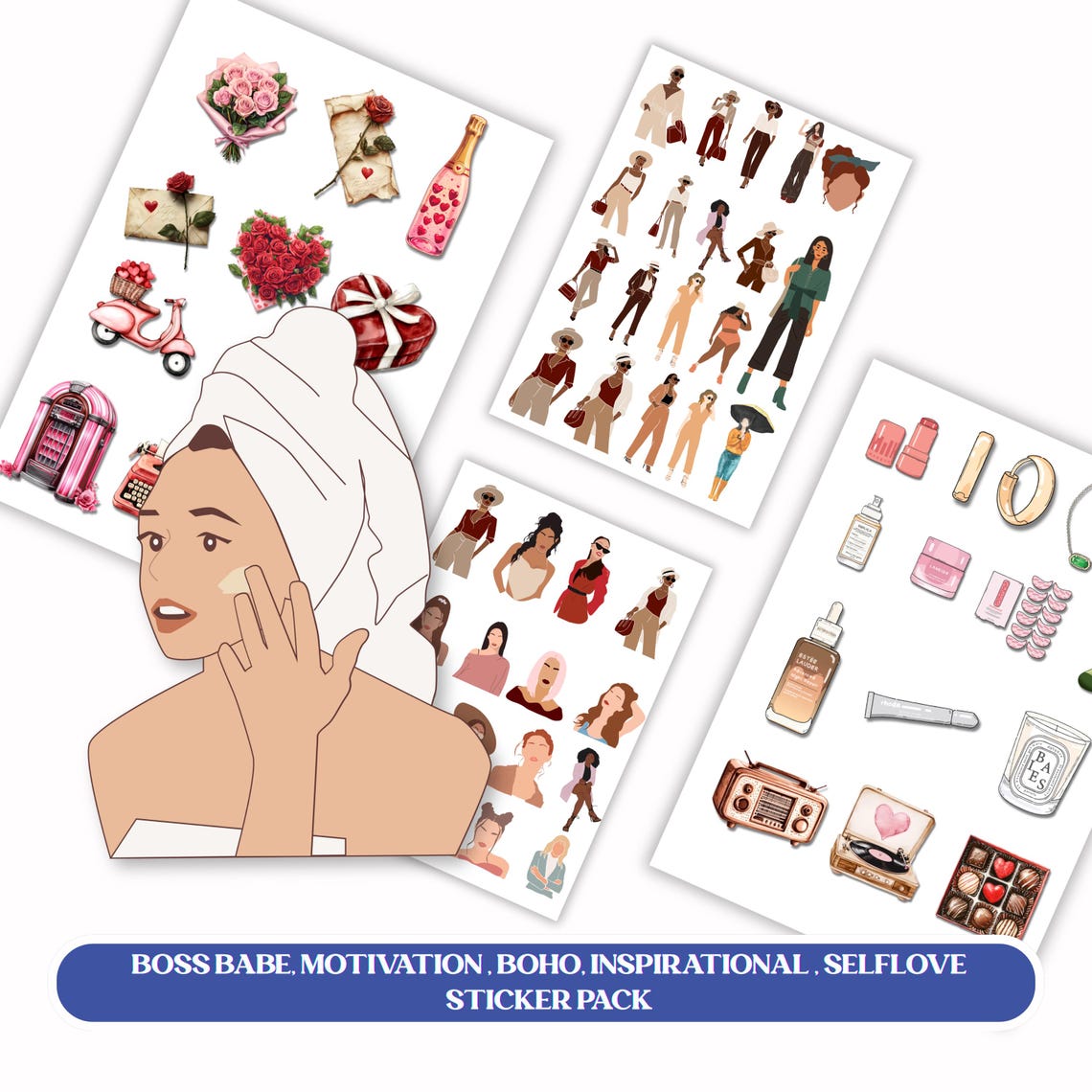 Aesthetic Printable Stickers Bundle| Digital Sticker Set for Planners ...