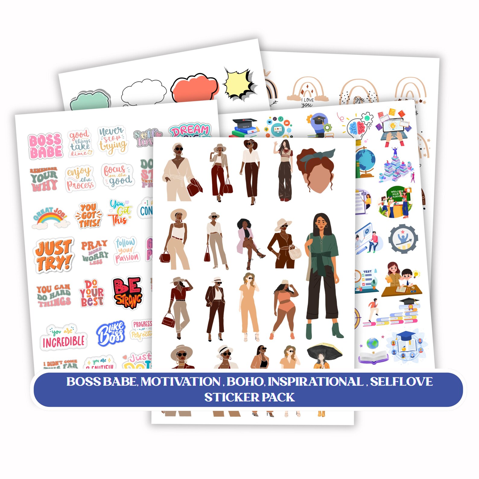Aesthetic Printable Stickers Bundle| Digital Sticker Set for Planners ...