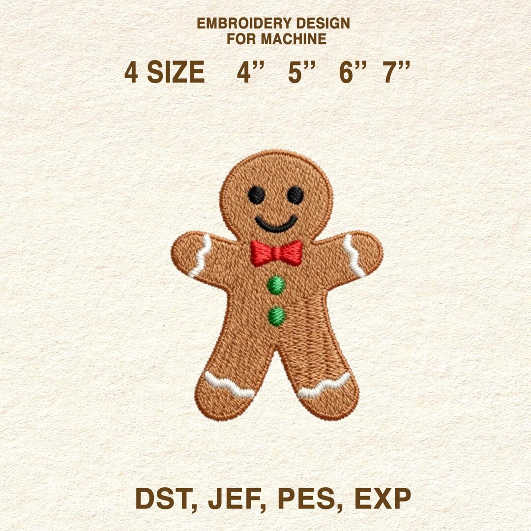 Gingerbread Man Machine Embroidery Design: Christmas Stitch File - Etsy