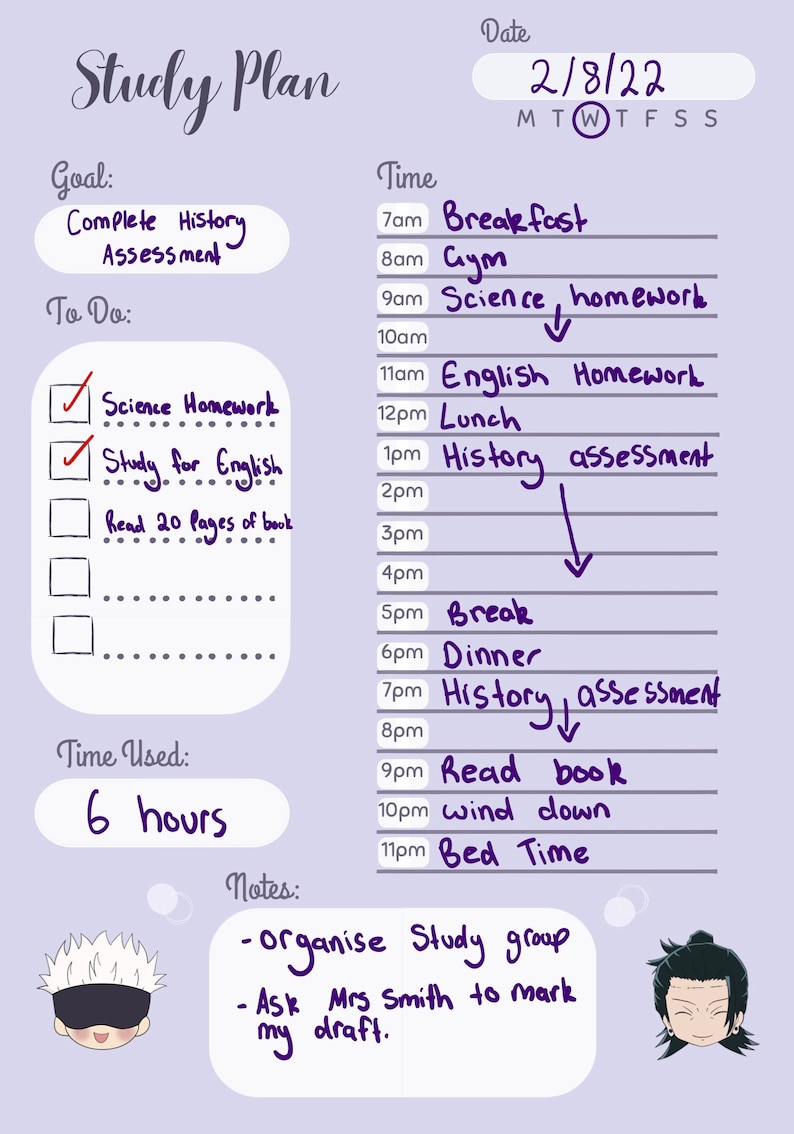 Jujutsu Kaisen Study Plan - Etsy