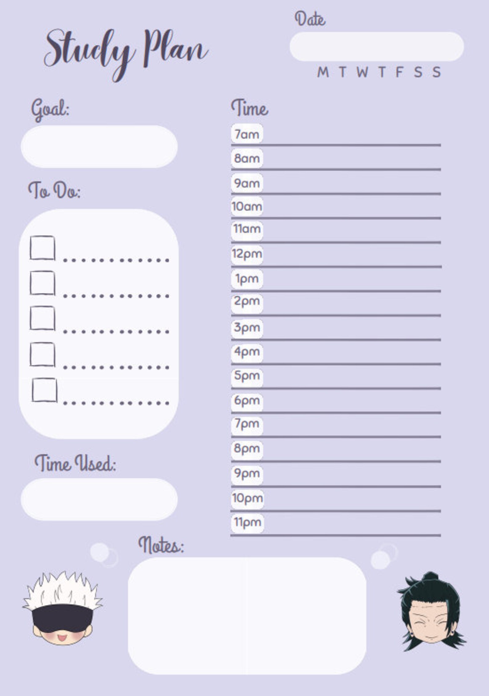 Jujutsu Kaisen Study Plan - Etsy