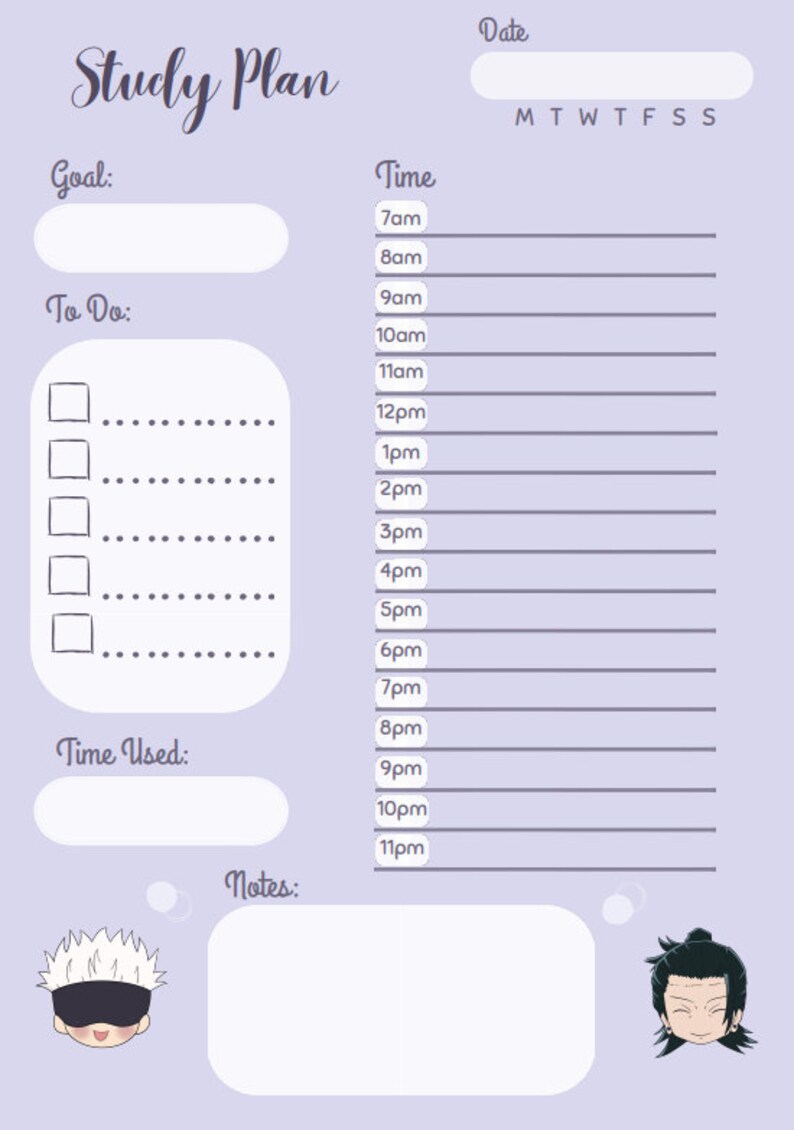 Jujutsu Kaisen Study Plan - Etsy